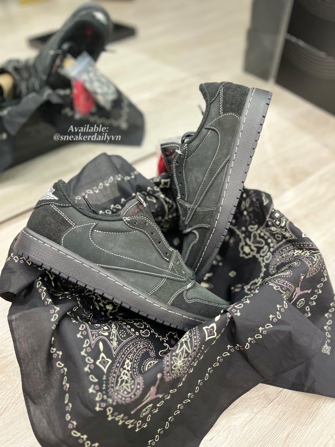 Giày Nike Travis Scott x Air Jordan 1 Low OG SP 'Black Phantom' DM7866-001