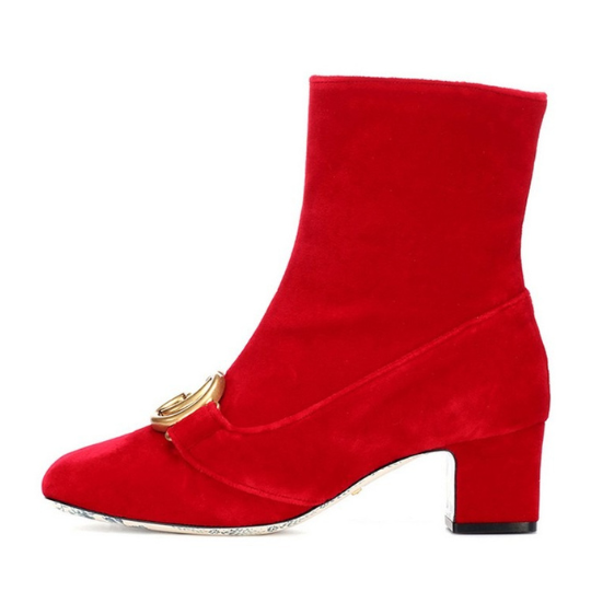Boots Gucci GG Marmont Velvet 'Red' 24412SHA6BDE81GS